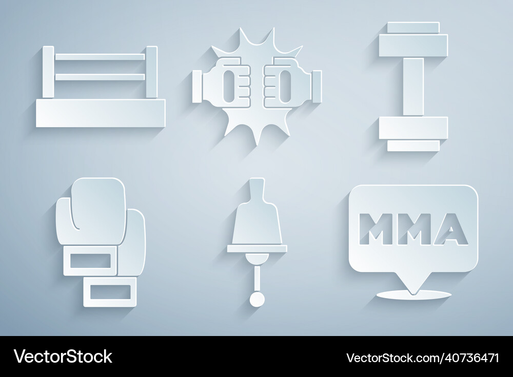 Set ringing bell dumbbell boxing glove fight Vector Image