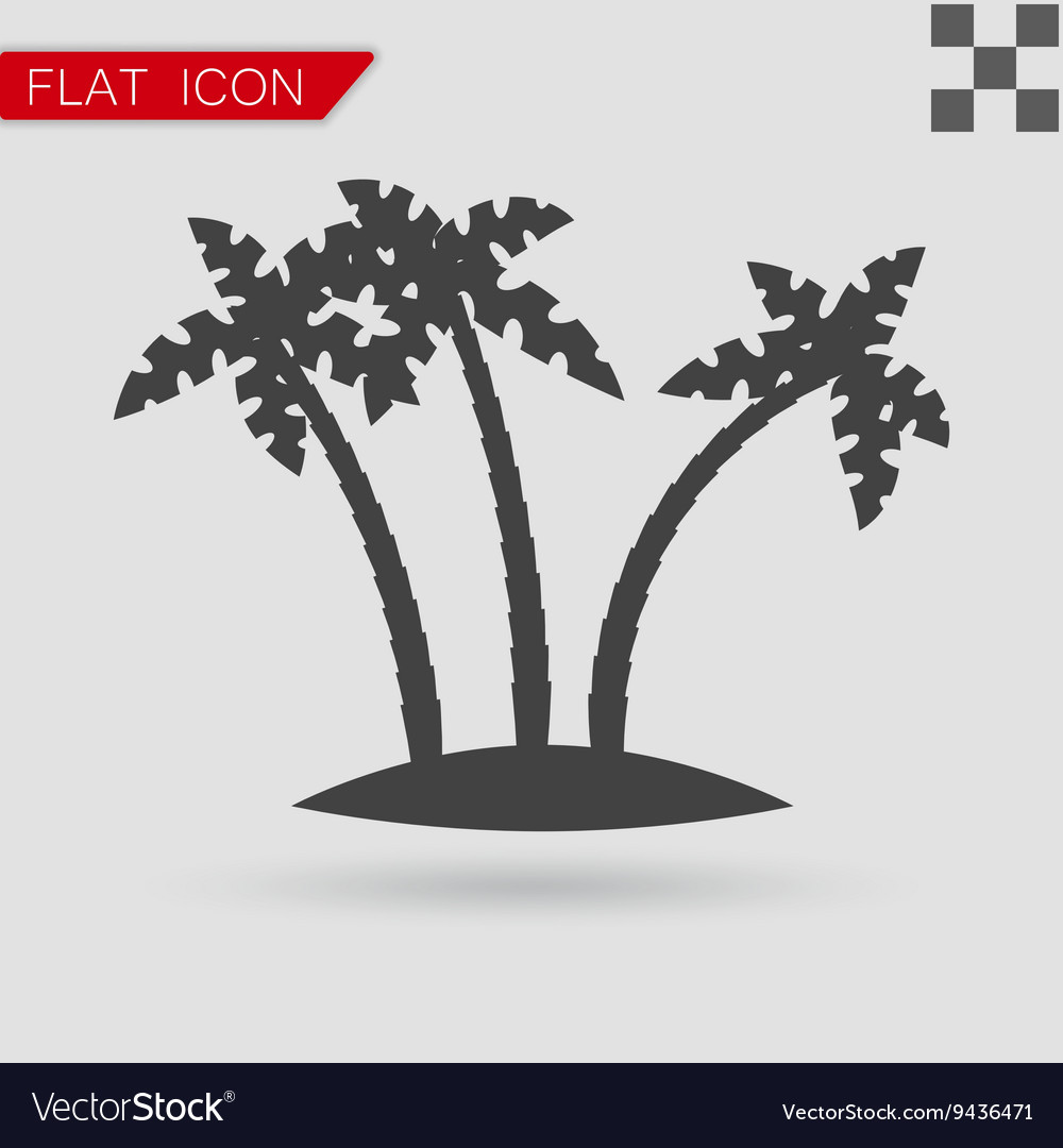 Tropical palm trees flat style with red Royalty Free Vector