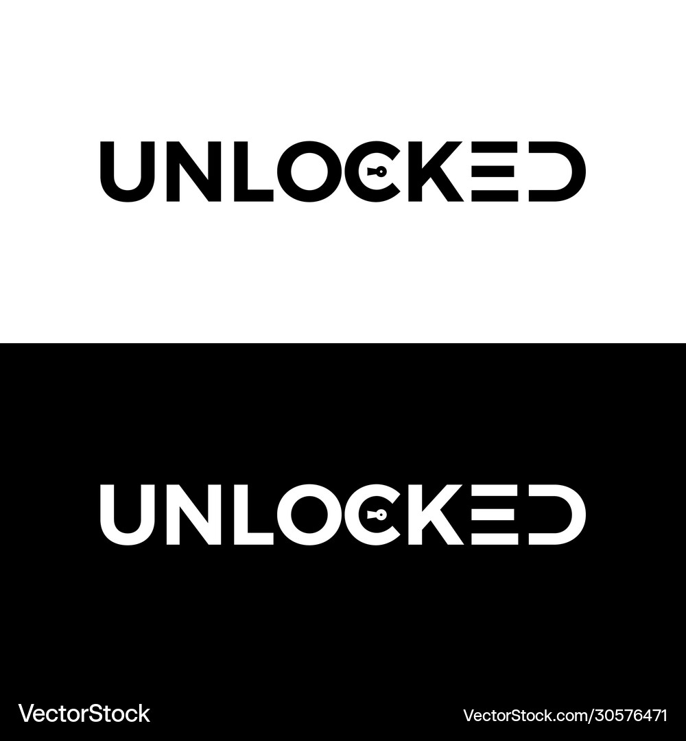 Unlocked typography word letter logo design Vector Image