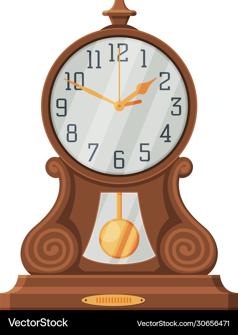 Vintage Wooden Clock - Retro Style Royalty Free Vector Image