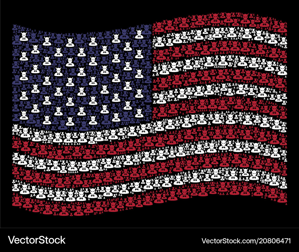 Waving usa flag stylization of devil icons Vector Image