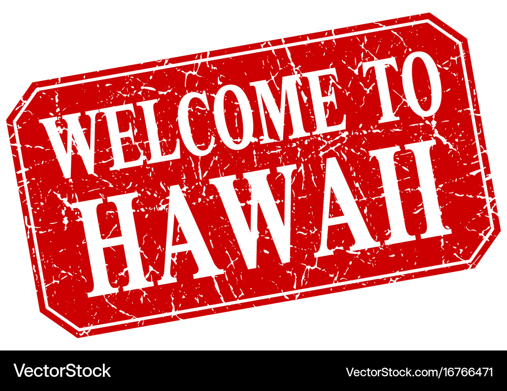 Welcome to hawaii red square grunge stamp Vector Image