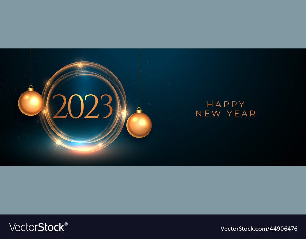 2023 new year banner with light frame and xmas Vector Image