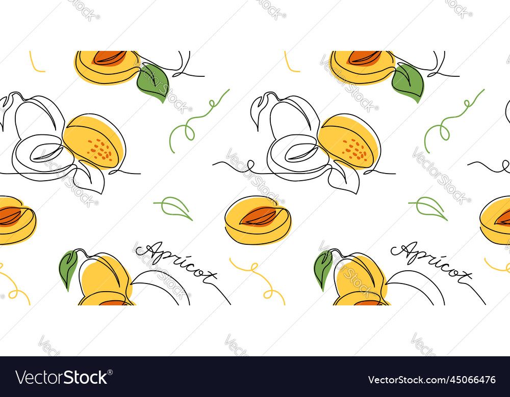 Apricot pattern one continuous line art Royalty Free Vector