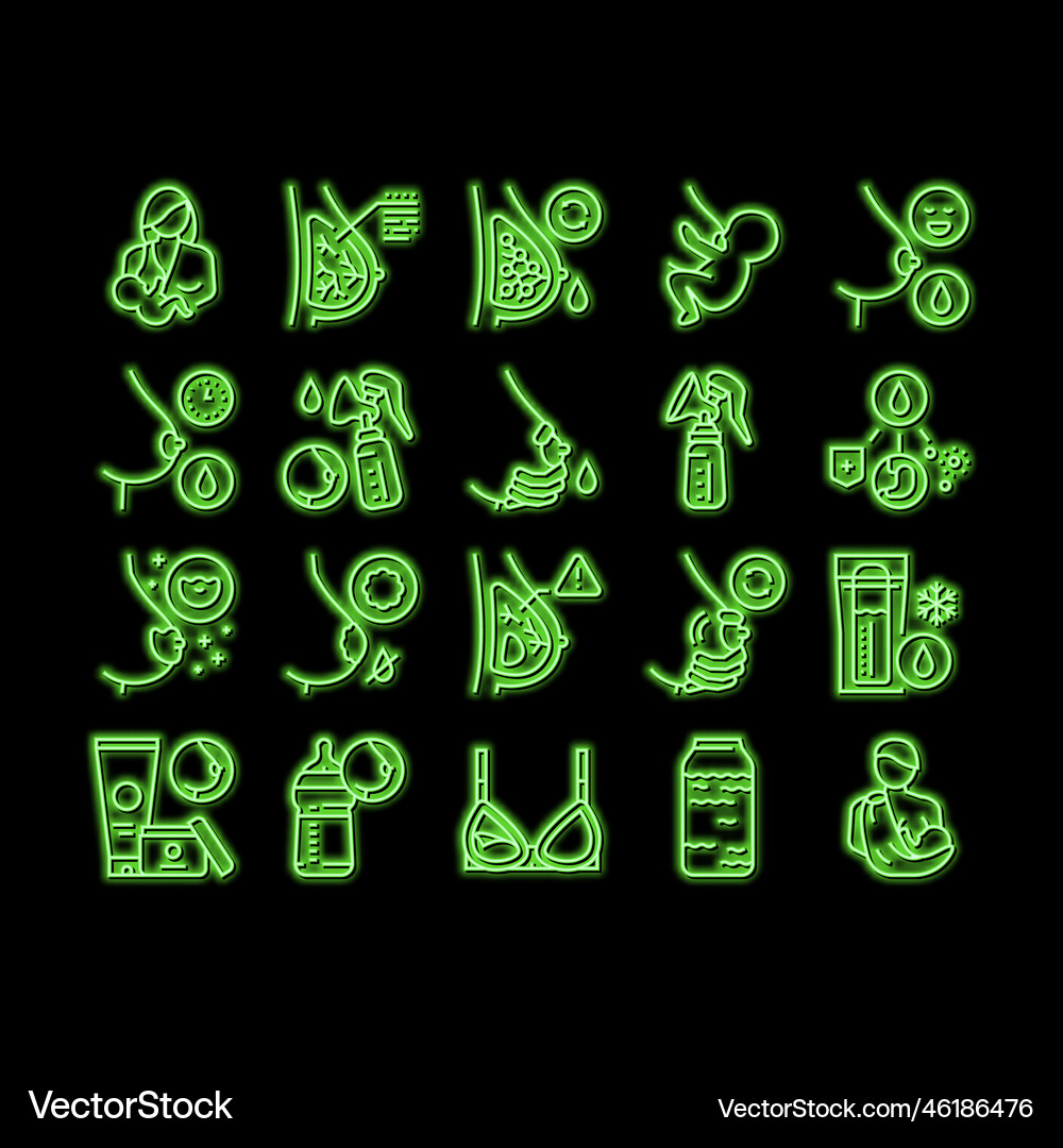 Breastfeeding baby neon glow icon Royalty Free Vector Image