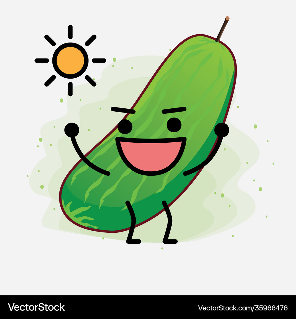 Cute cucumber fruit character Royalty Free Vector Image
