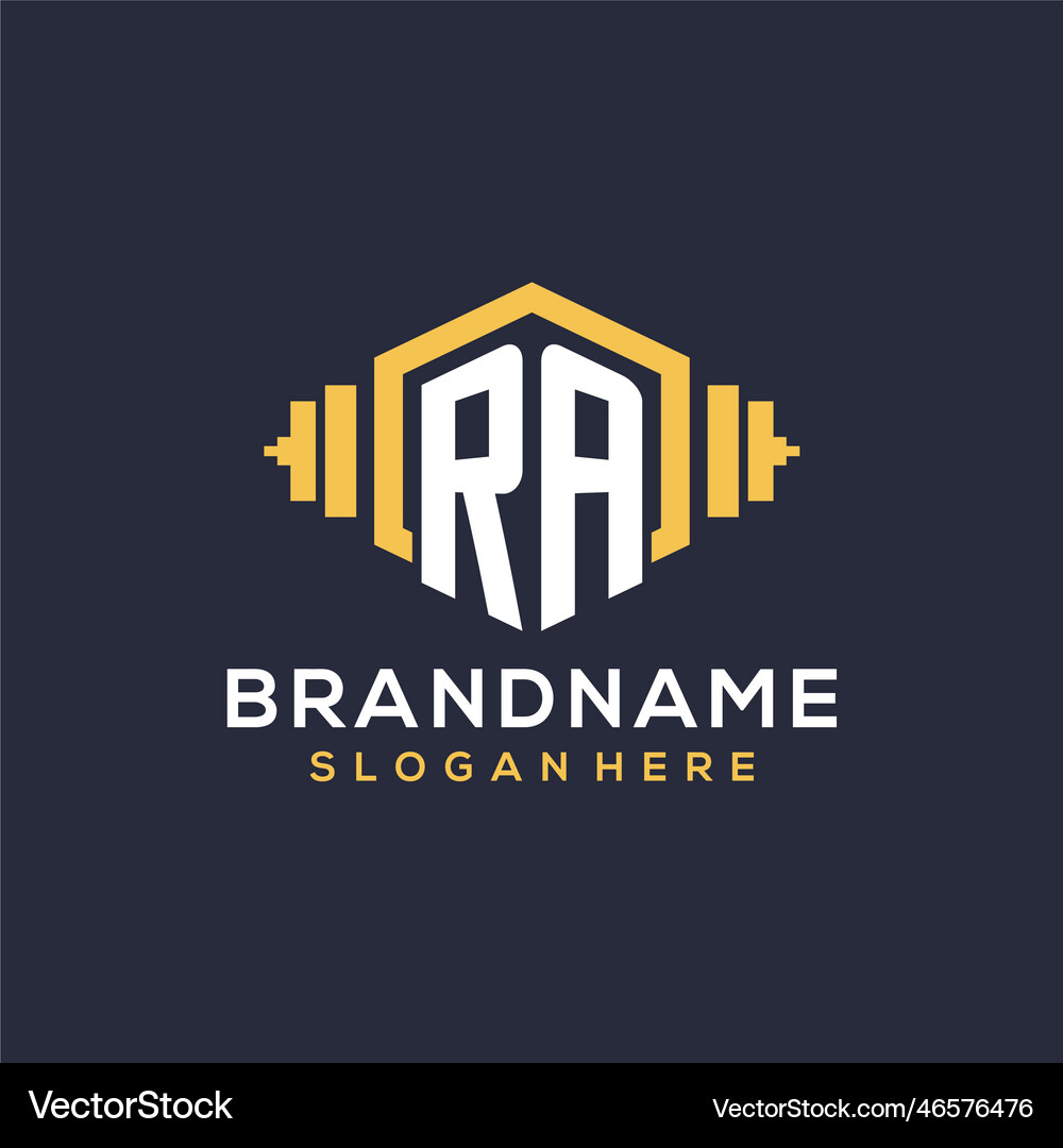 Initial ra logo design for fitness center Vector Image