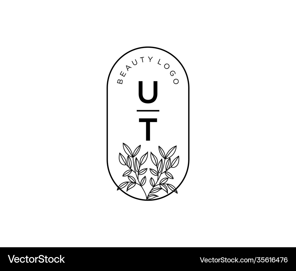 Initial ut letters beautiful floral feminine Vector Image