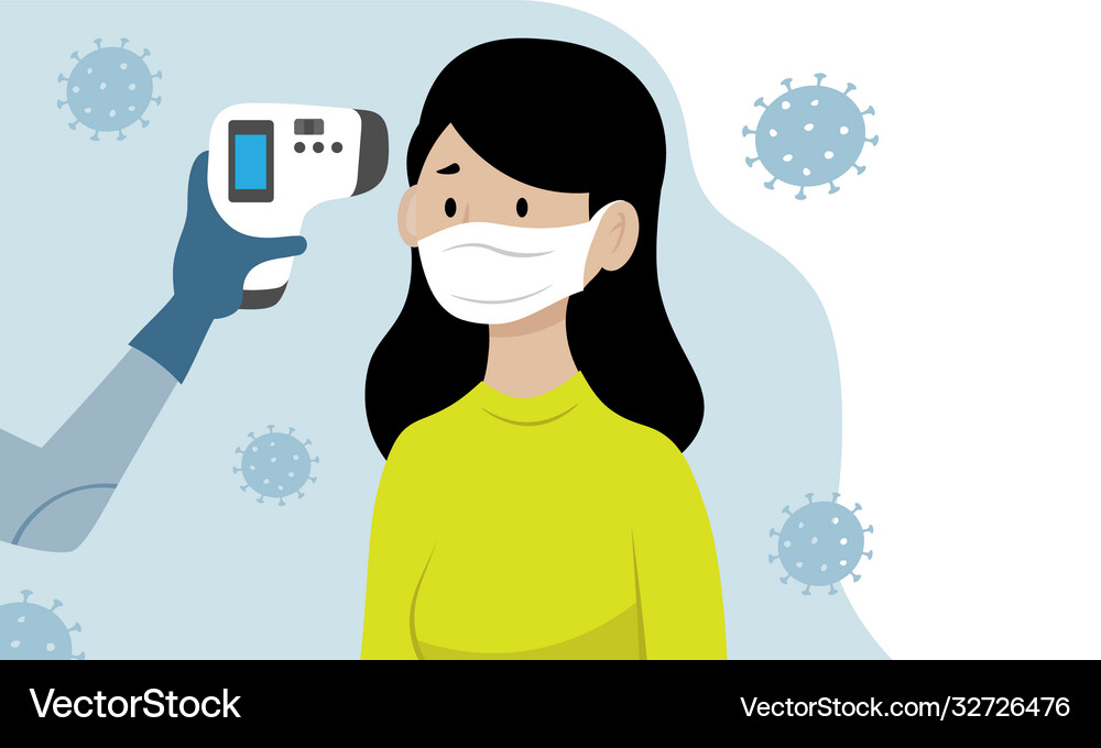 Prevention covid-19 person measuring temperature Vector Image