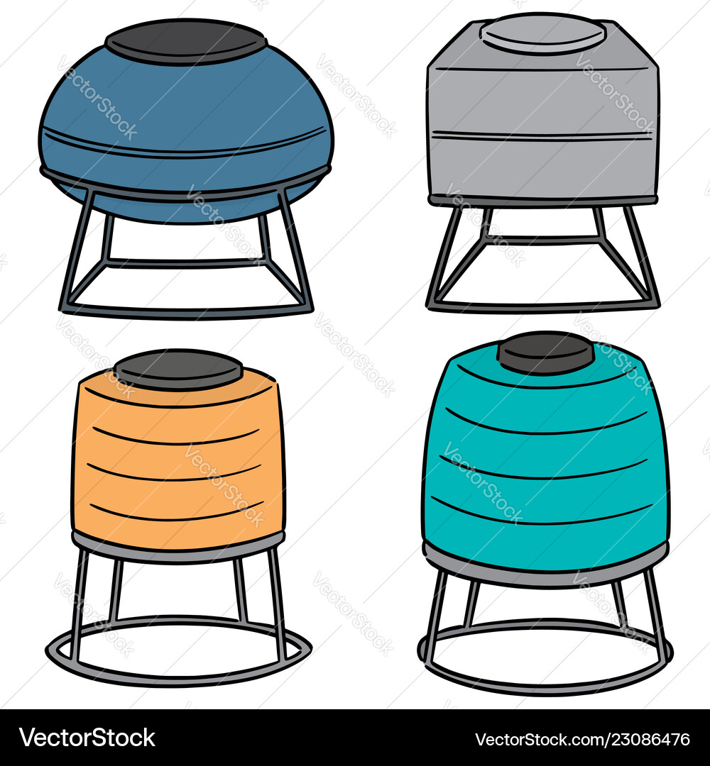 Set of water storage tanks Royalty Free Vector Image