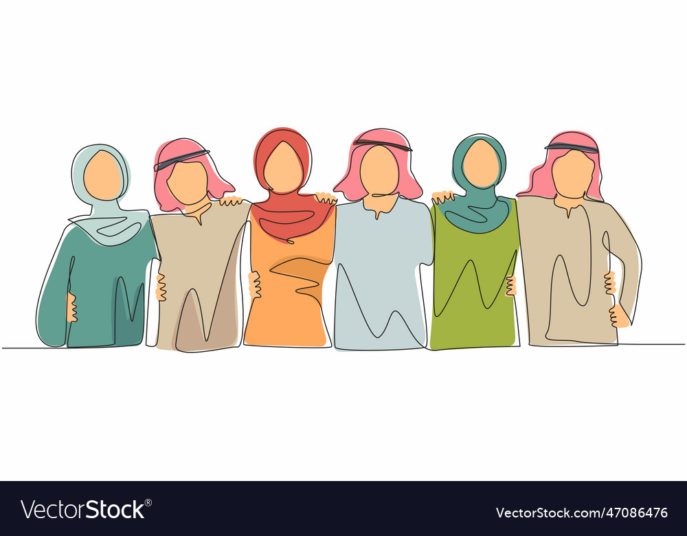 Single continuous line drawing friends forever Vector Image Single continuous line drawing friends forever Vector Image