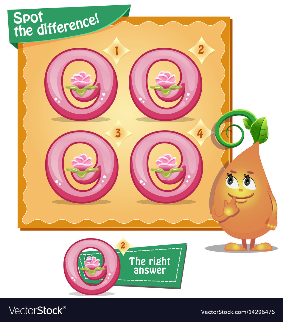 Spot difference letters o Royalty Free Vector Image Spot difference letters o Royalty Free Vector Image