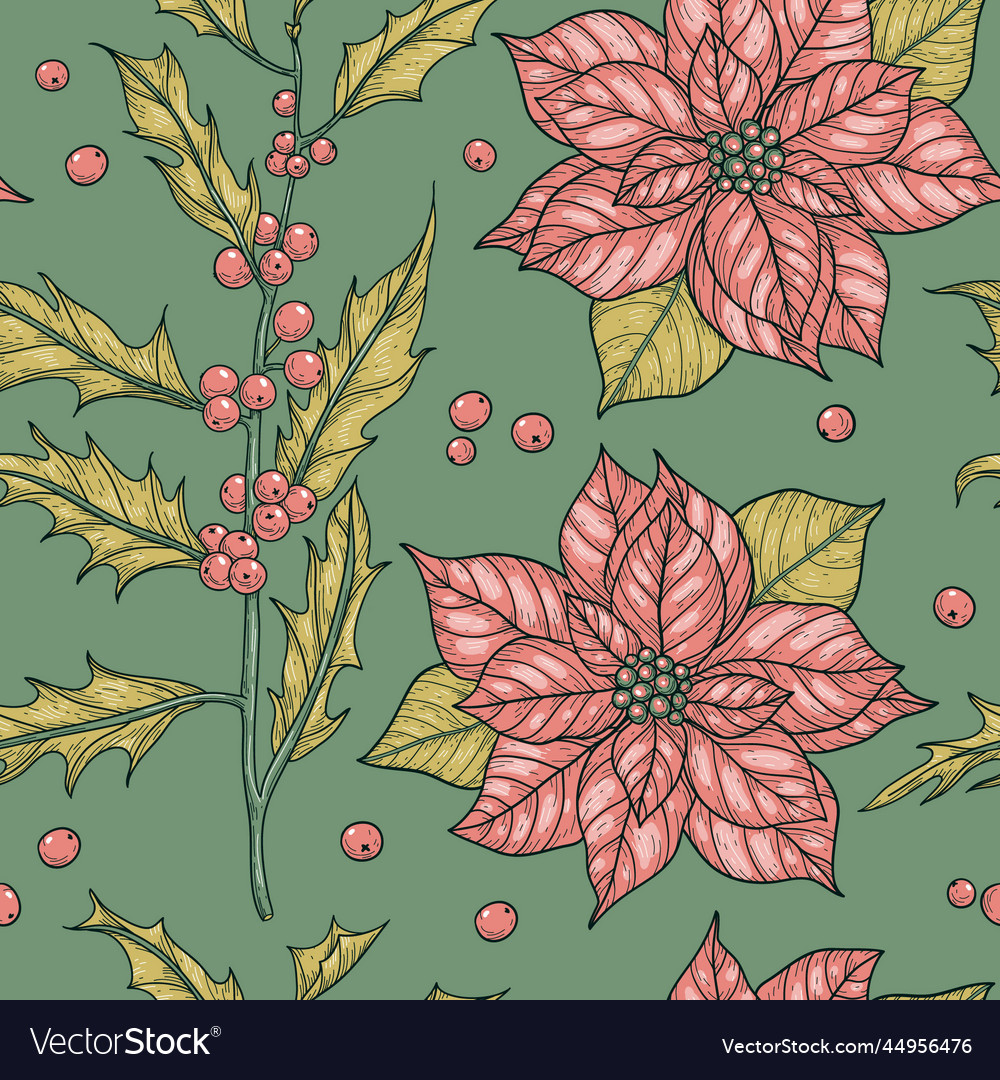 Vintage style christmas seamless pattern Vector Image