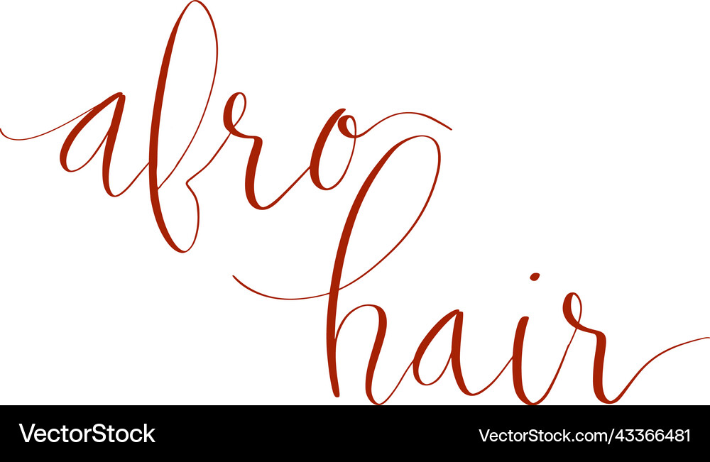 Afro hair handwritten lettering Royalty Free Vector Image