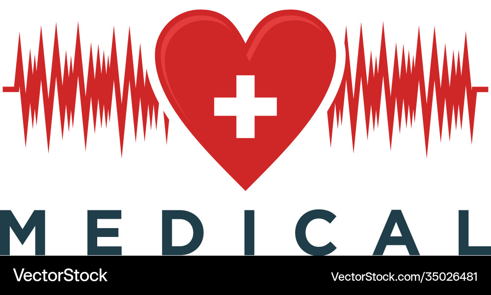 Cardiogram medical logo design - hearth Royalty Free Vector
