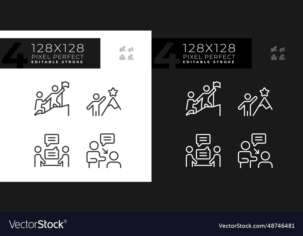 Editable pixel perfect soft skills linear icons Vector Image Editable pixel perfect soft skills linear icons Vector Image