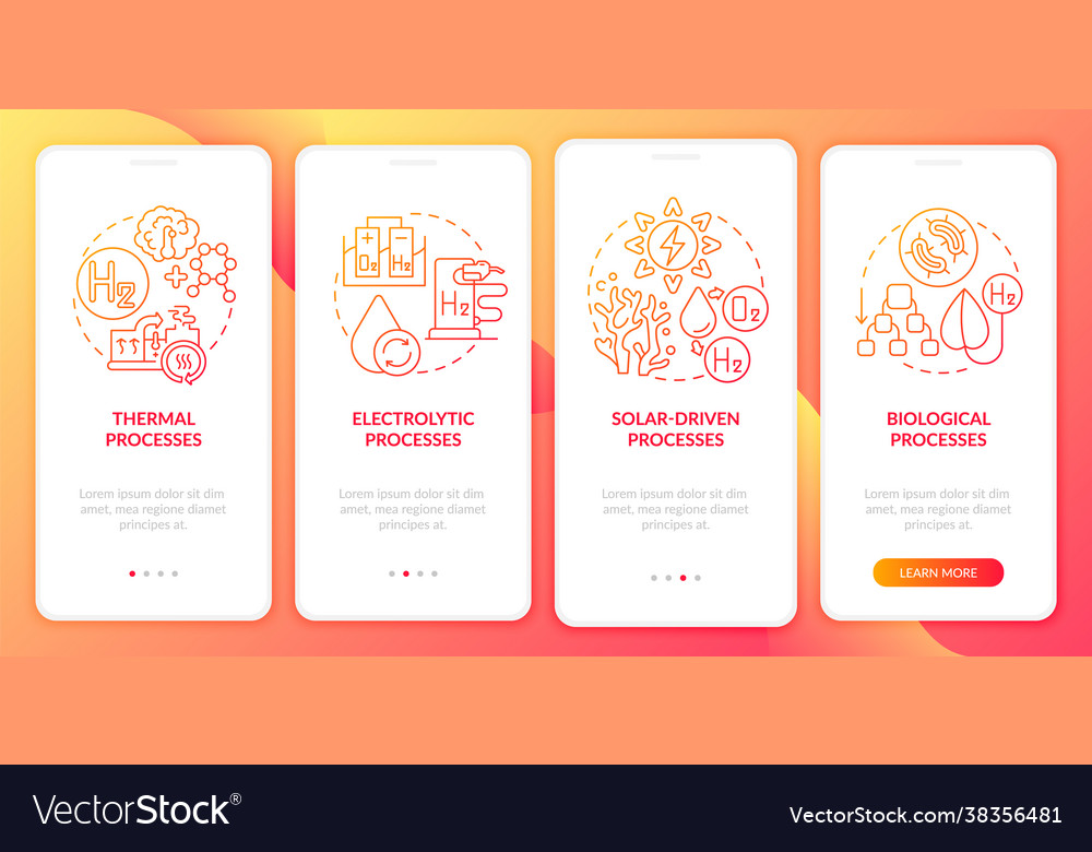 Generating Hydrogen Gas Onboarding Mobile App Vector Image