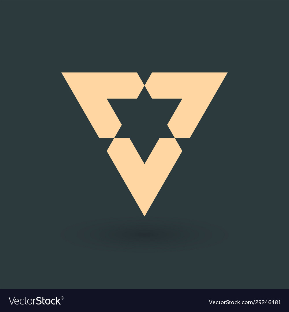 Geometrical triangle or arrow in three parts logo Vector Image