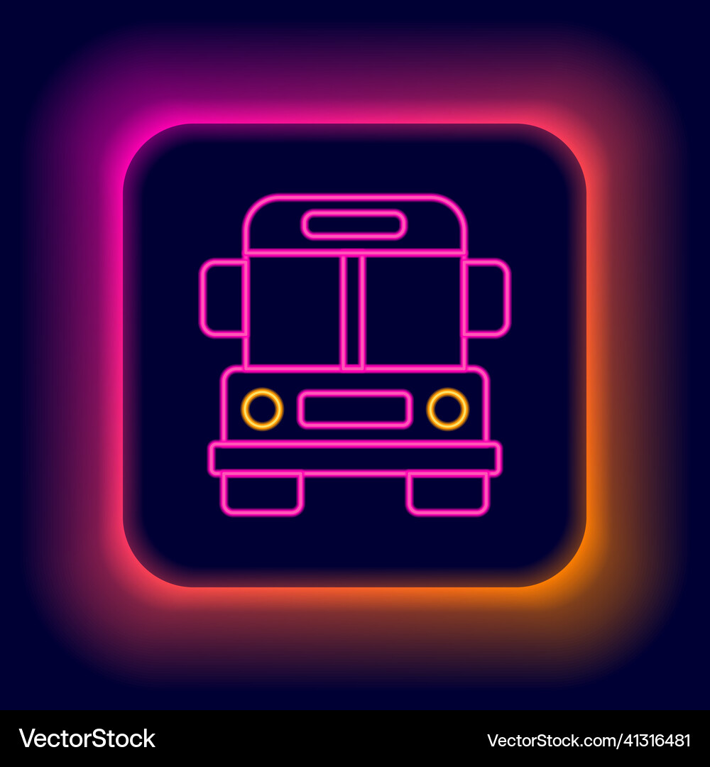 Glowing neon line school bus icon isolated Vector Image