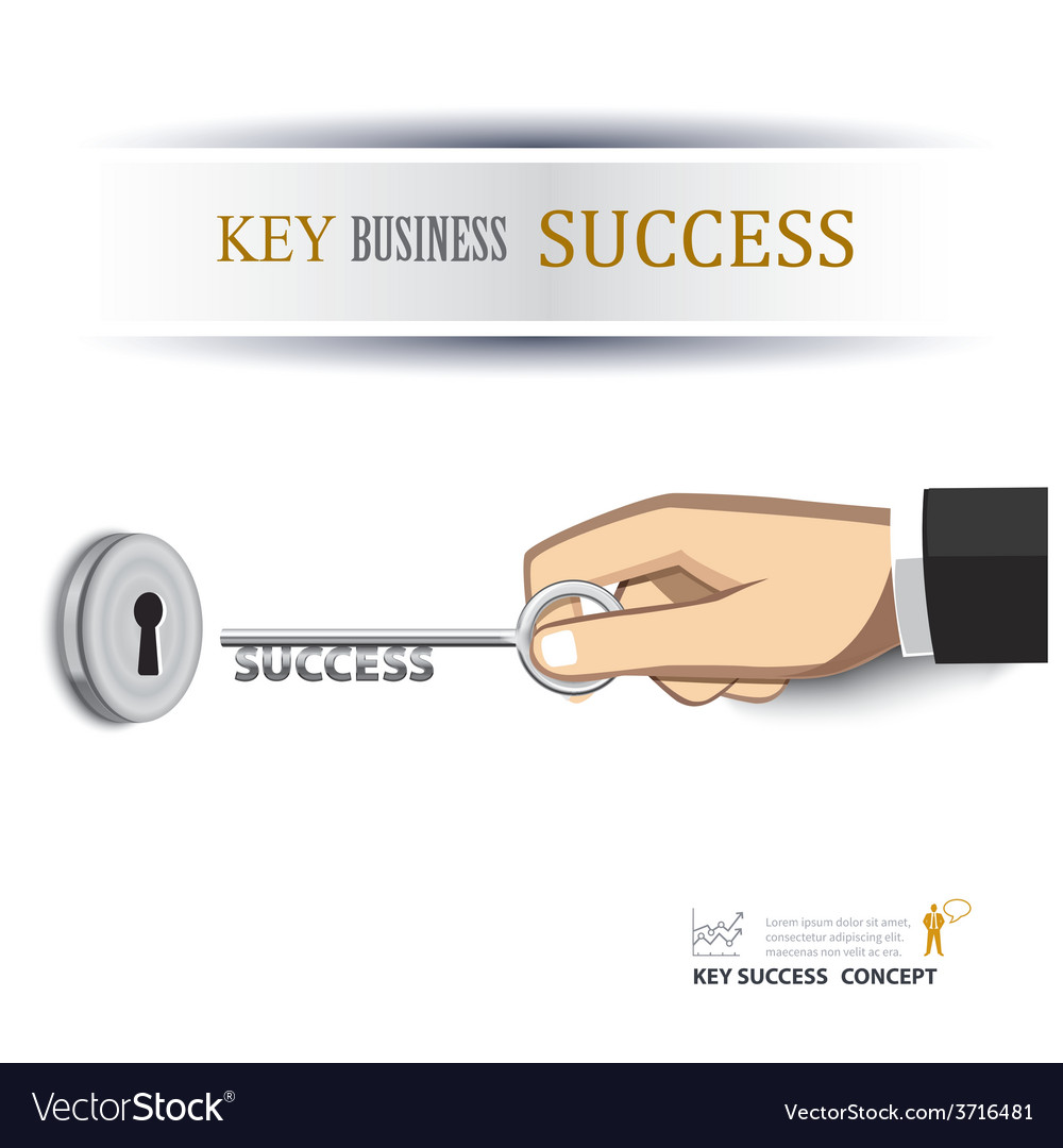 Hand unlock key success business Royalty Free Vector Image