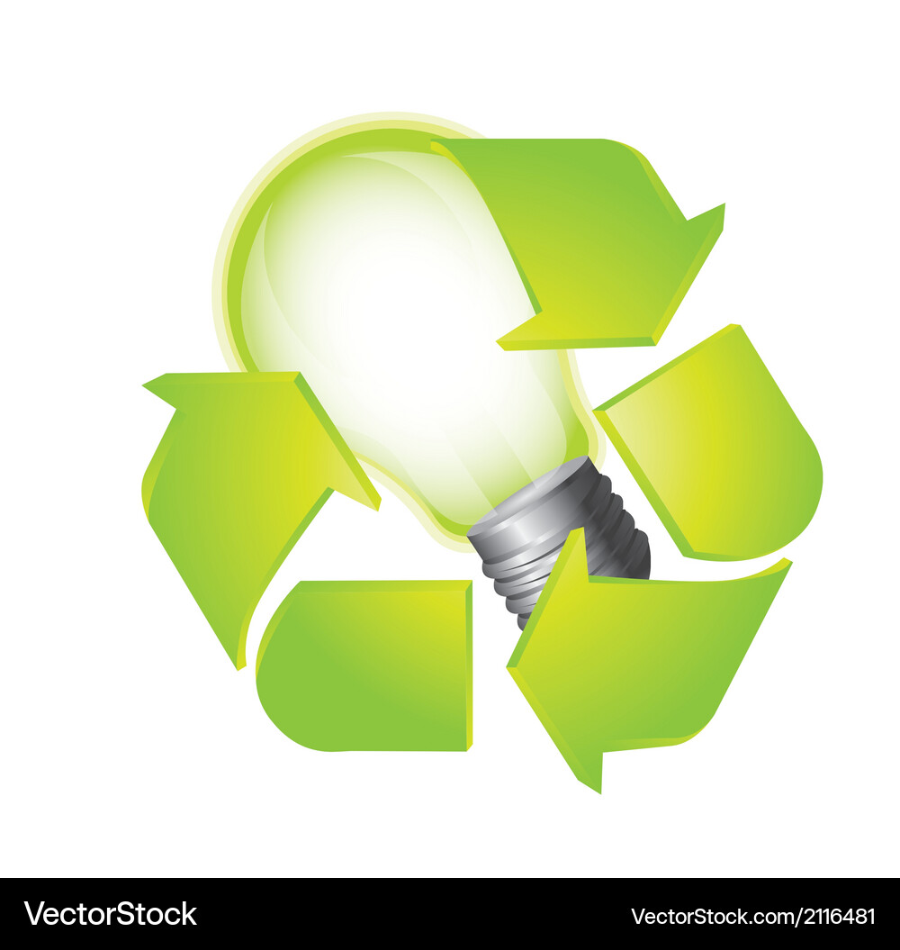 Light bulb with recycle sign isolated over white Vector Image