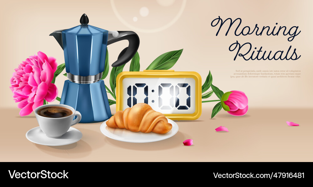 Morning rituals horizontal poster Royalty Free Vector Image