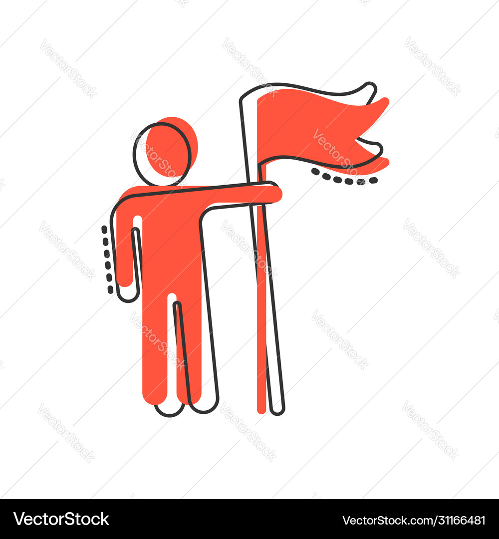 People with flag icon in comic style victory Vector Image