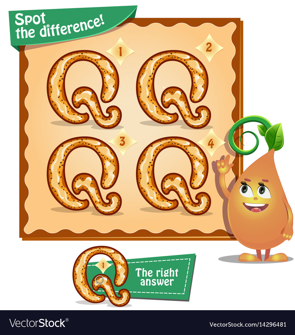 Spot the difference letters q Royalty Free Vector Image Spot the difference letters q Royalty Free Vector Image