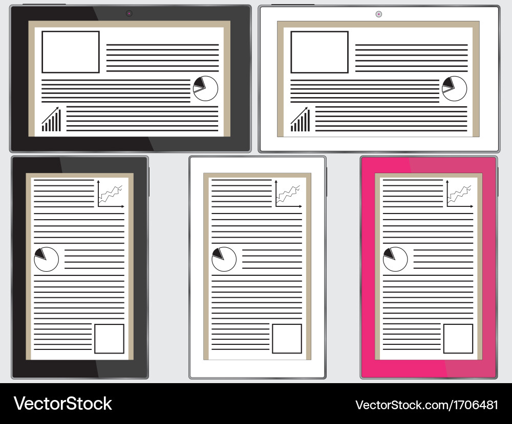 Tablets with status panels Royalty Free Vector Image