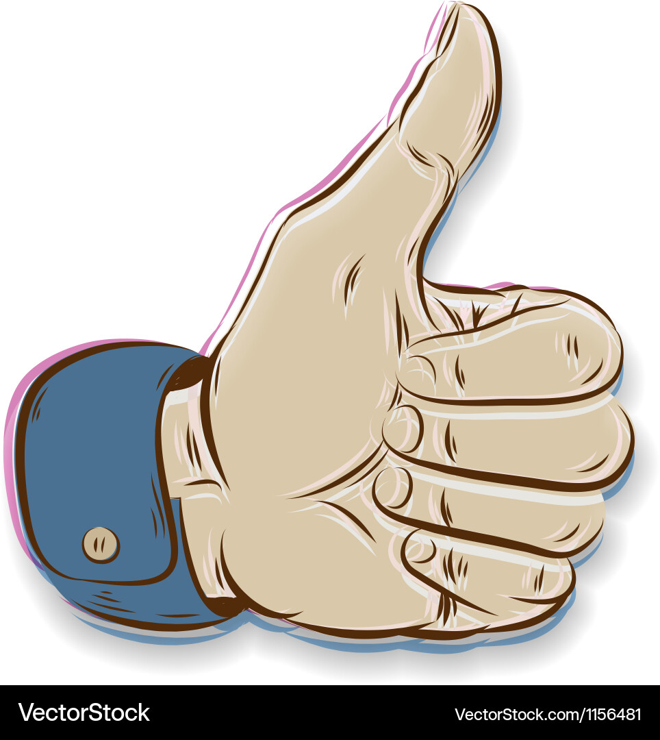 Thumbs up symbol hand drawn isolated on white Vector Image