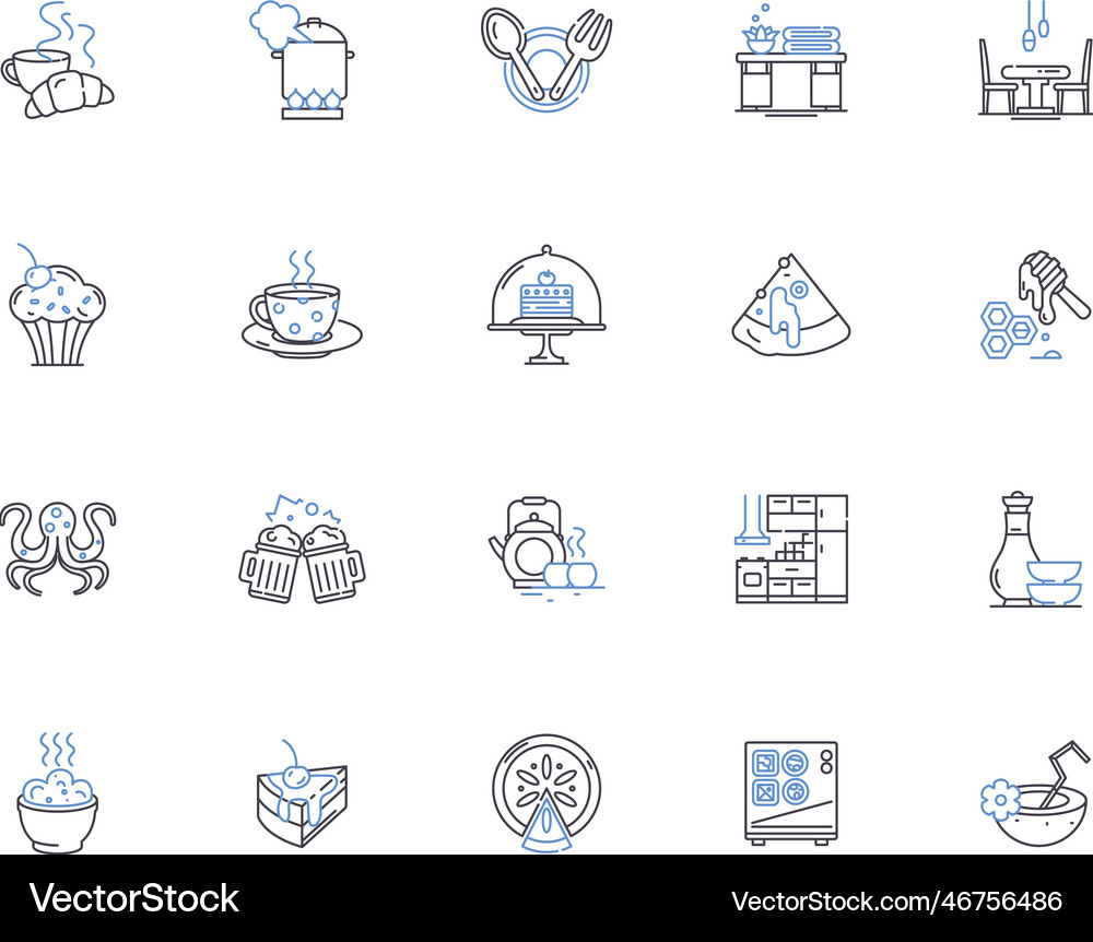 Cooking restaurant outline icons collection Vector Image