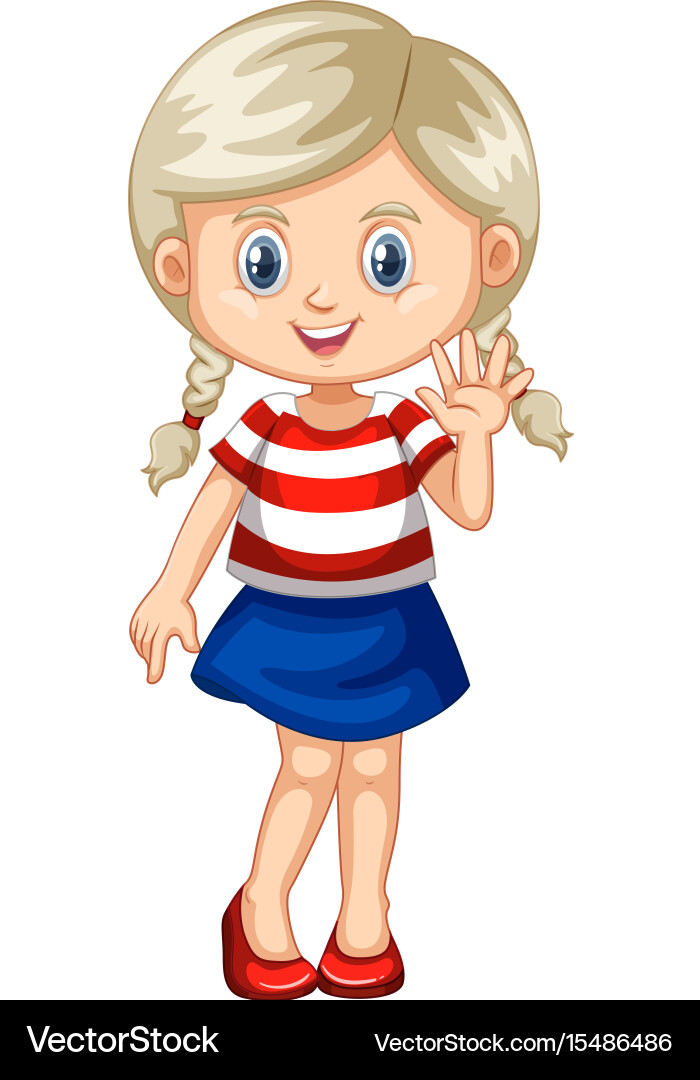 Cute girl waving hand Royalty Free Vector Image