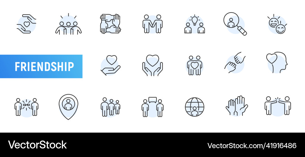 Friendship hand support line icon heart community Vector Image