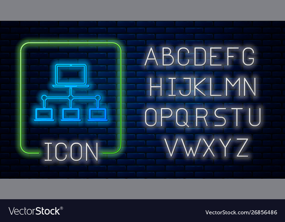 Glowing neon computer network icon isolated Vector Image