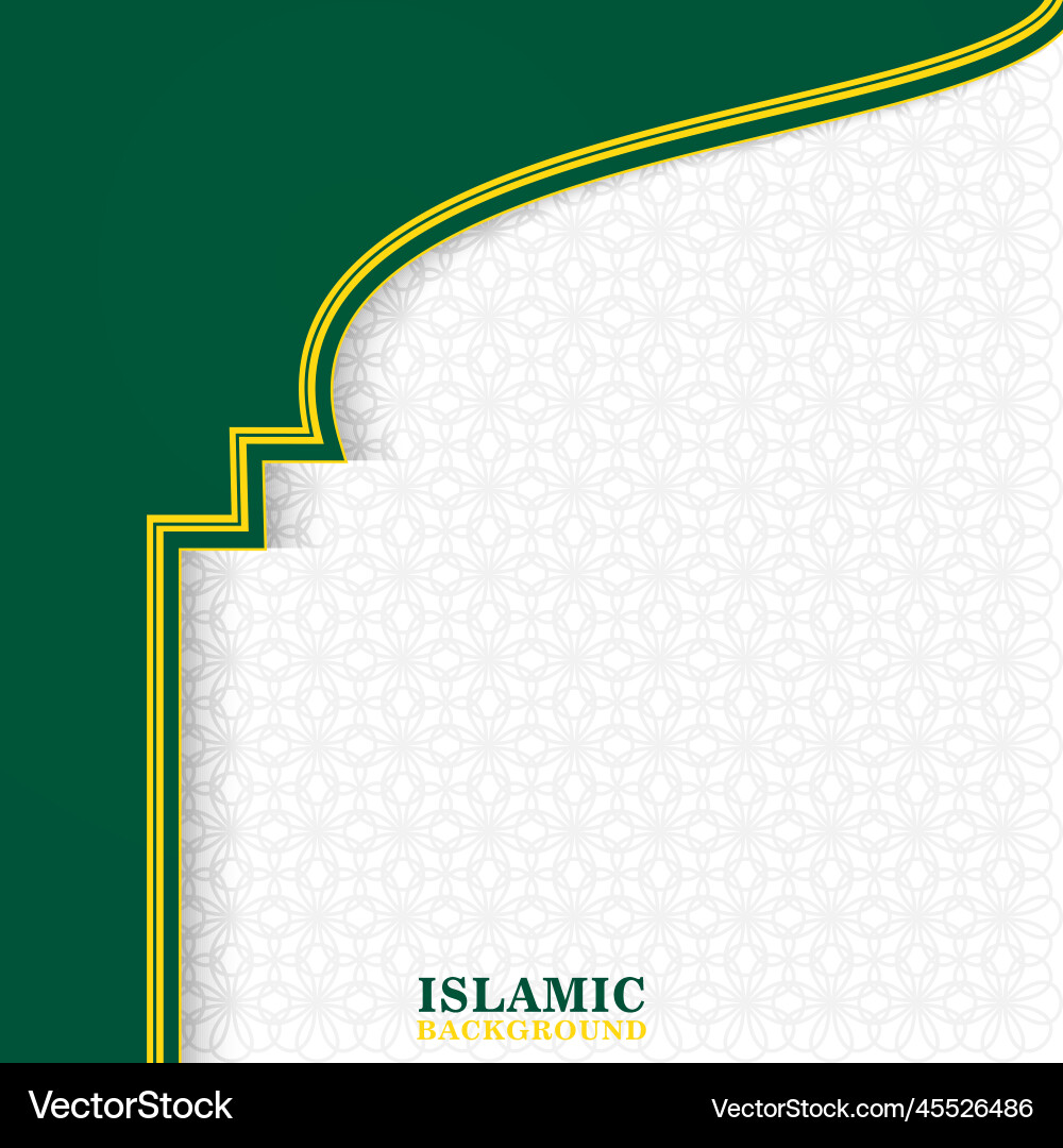 Green with yellow outline simple abstract islamic Vector Image