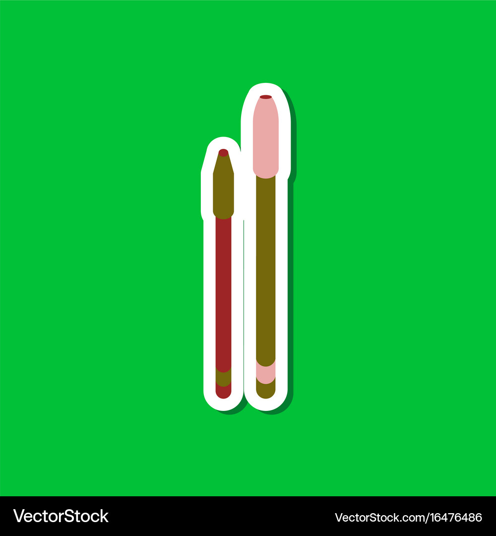 Paper sticker on stylish background pens Vector Image