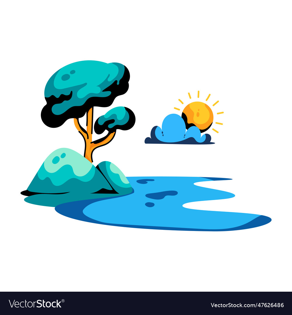 River landscape Royalty Free Vector Image - VectorStock