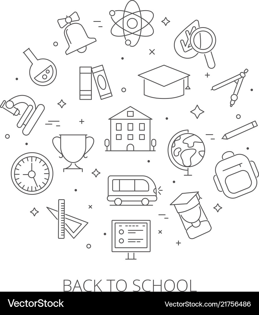 Round shape with school symbols symbols Royalty Free Vector