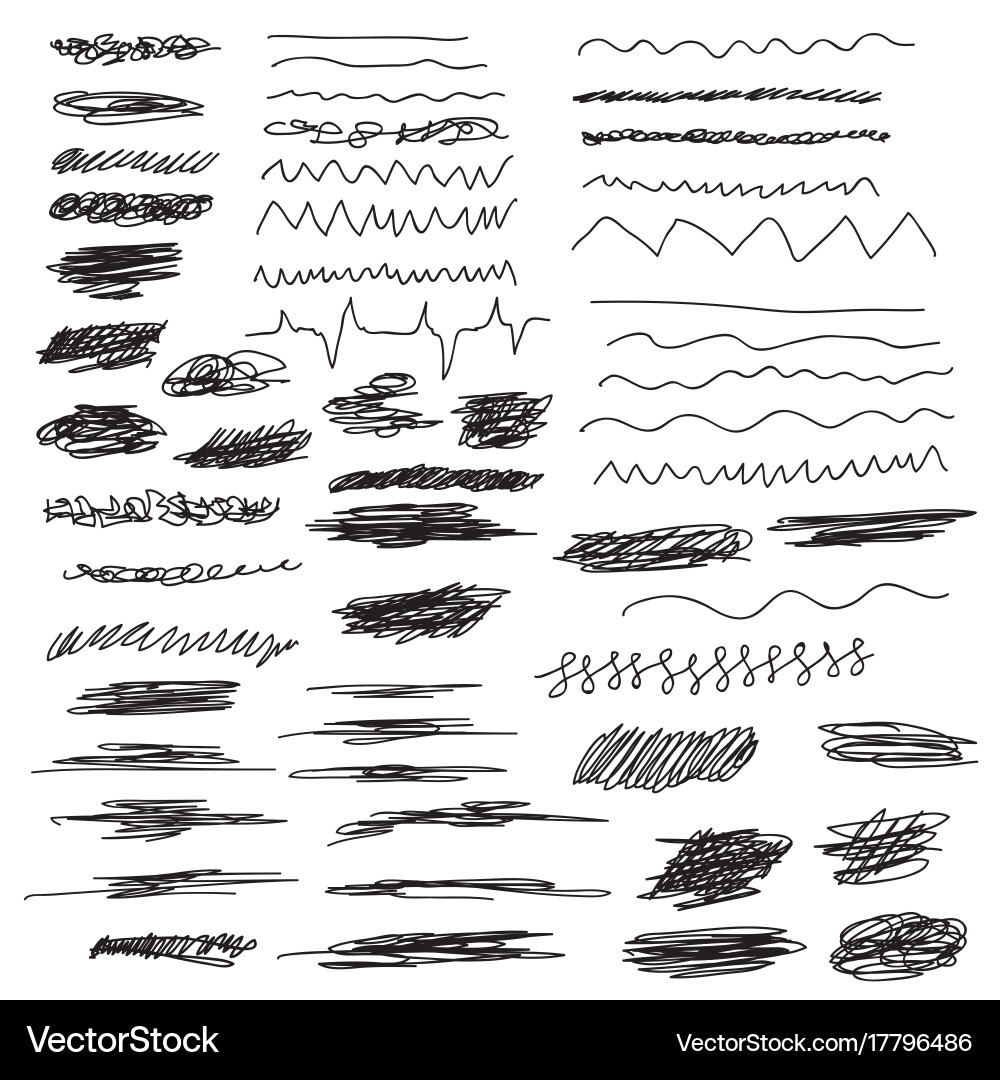 Scribble brush strokes set Royalty Free Vector Image