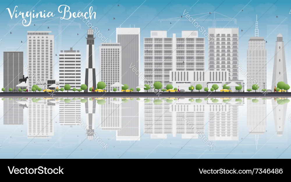 Virginia beach skyline with gray buildings Vector Image