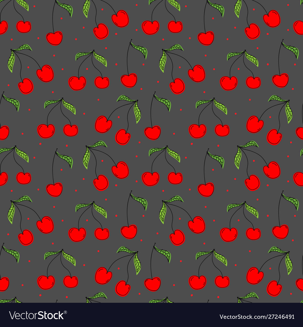 Cherry seamless pattern background Royalty Free Vector Image