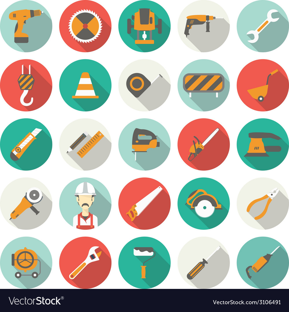 Construction flat icons set Royalty Free Vector Image