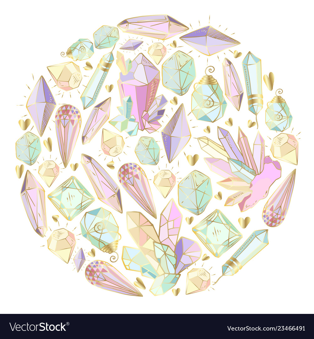 Crystals set Royalty Free Vector Image - VectorStock