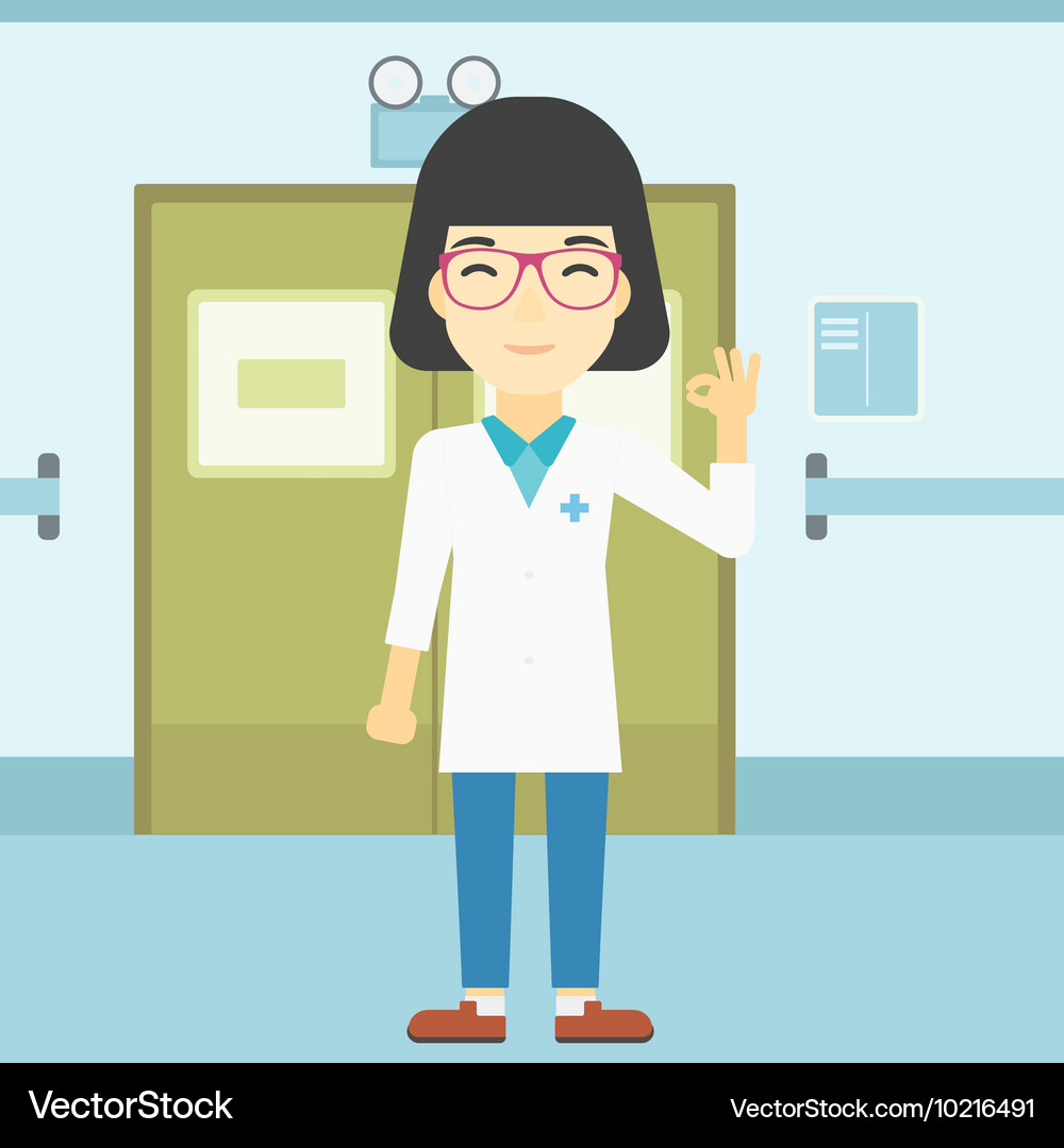 Doctor showing ok sign Royalty Free Vector Image