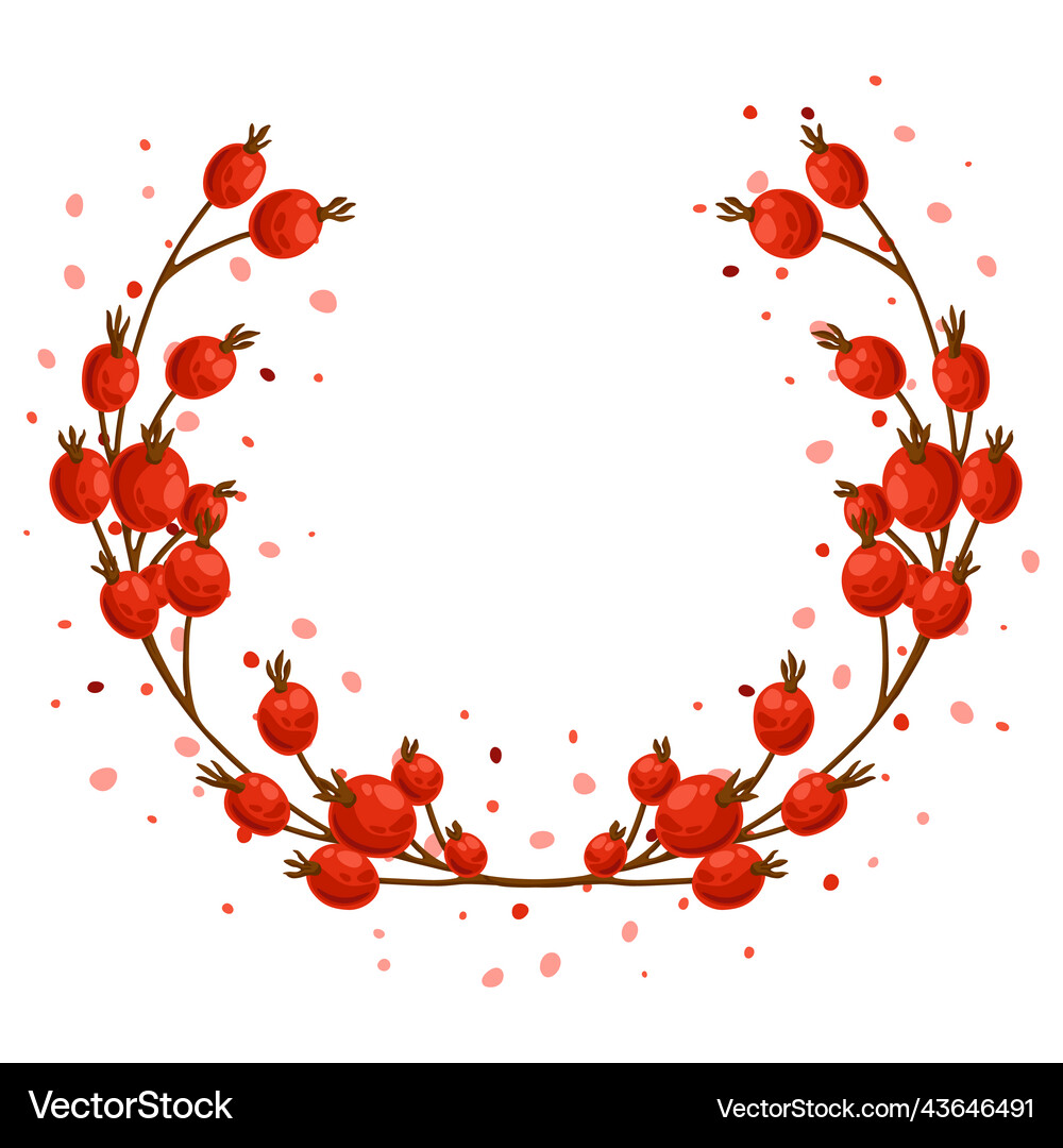 Frame of branches with rose hips image autumn Vector Image