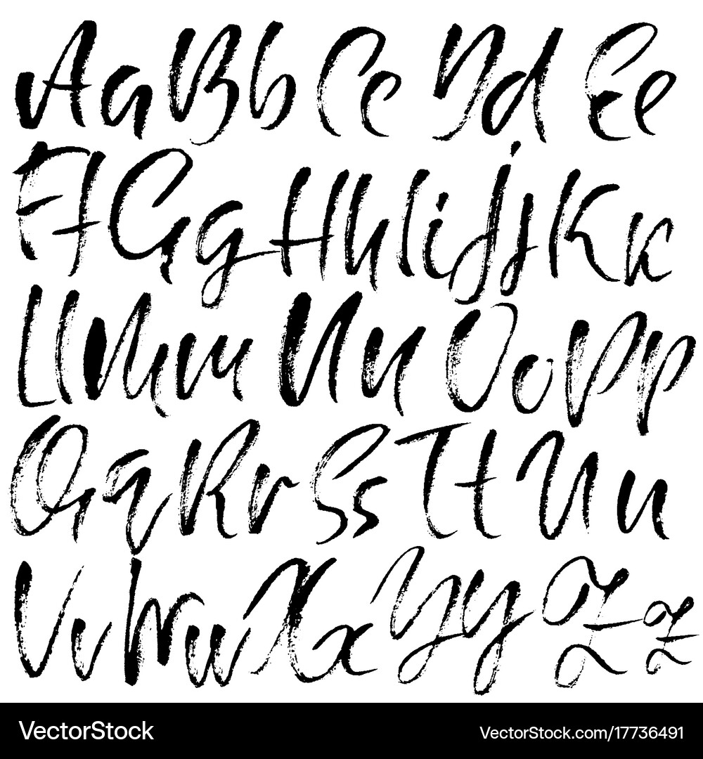 Hand drawn dry brush font modern lettering Vector Image