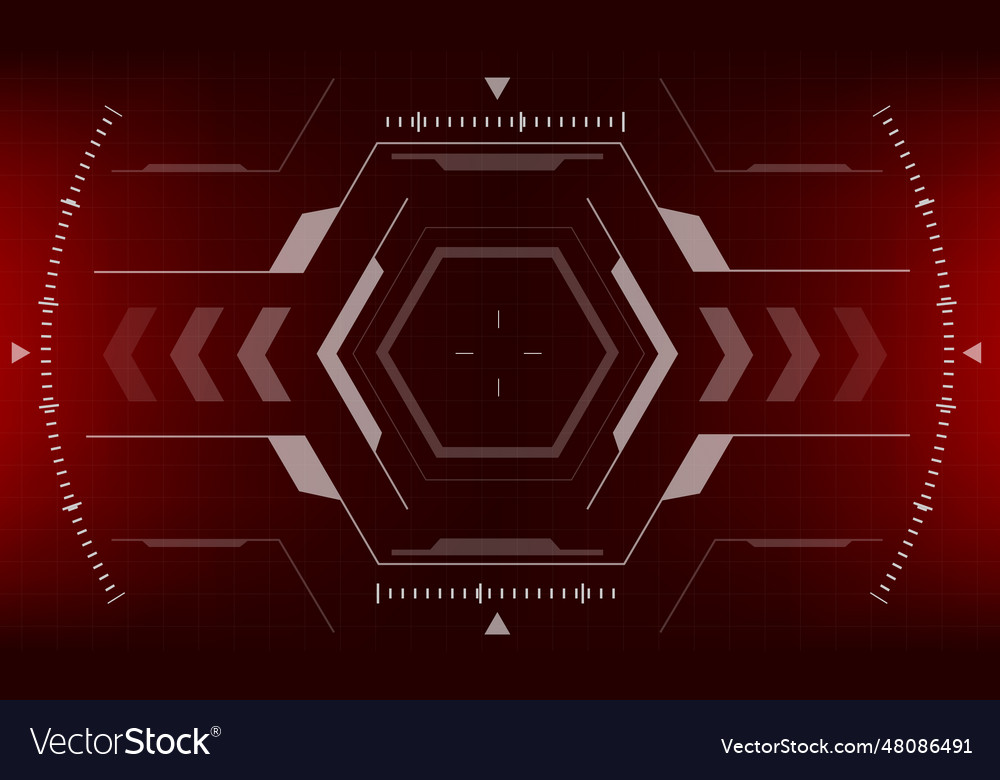 Hud sci-fi interface screen view red danger Vector Image