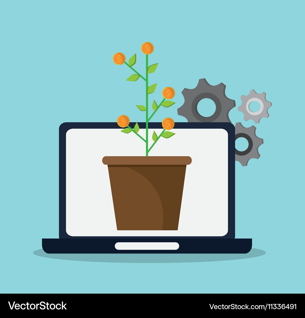 Laptop and digital marketing design Royalty Free Vector
