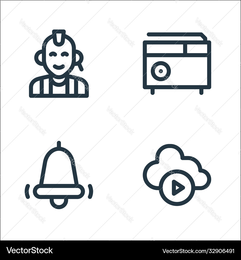 Music line icons linear set quality line set Vector Image