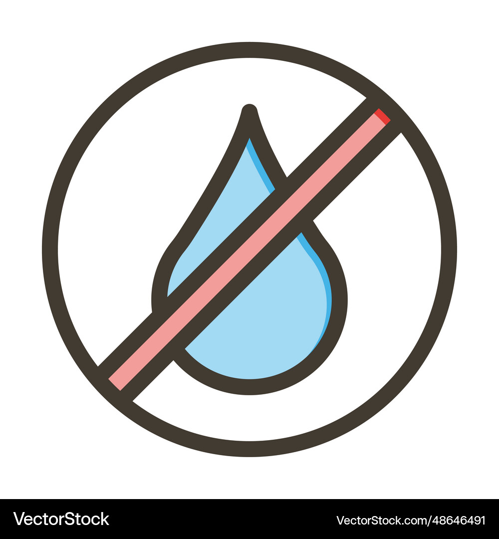 No water thick line filled colors icon Royalty Free Vector